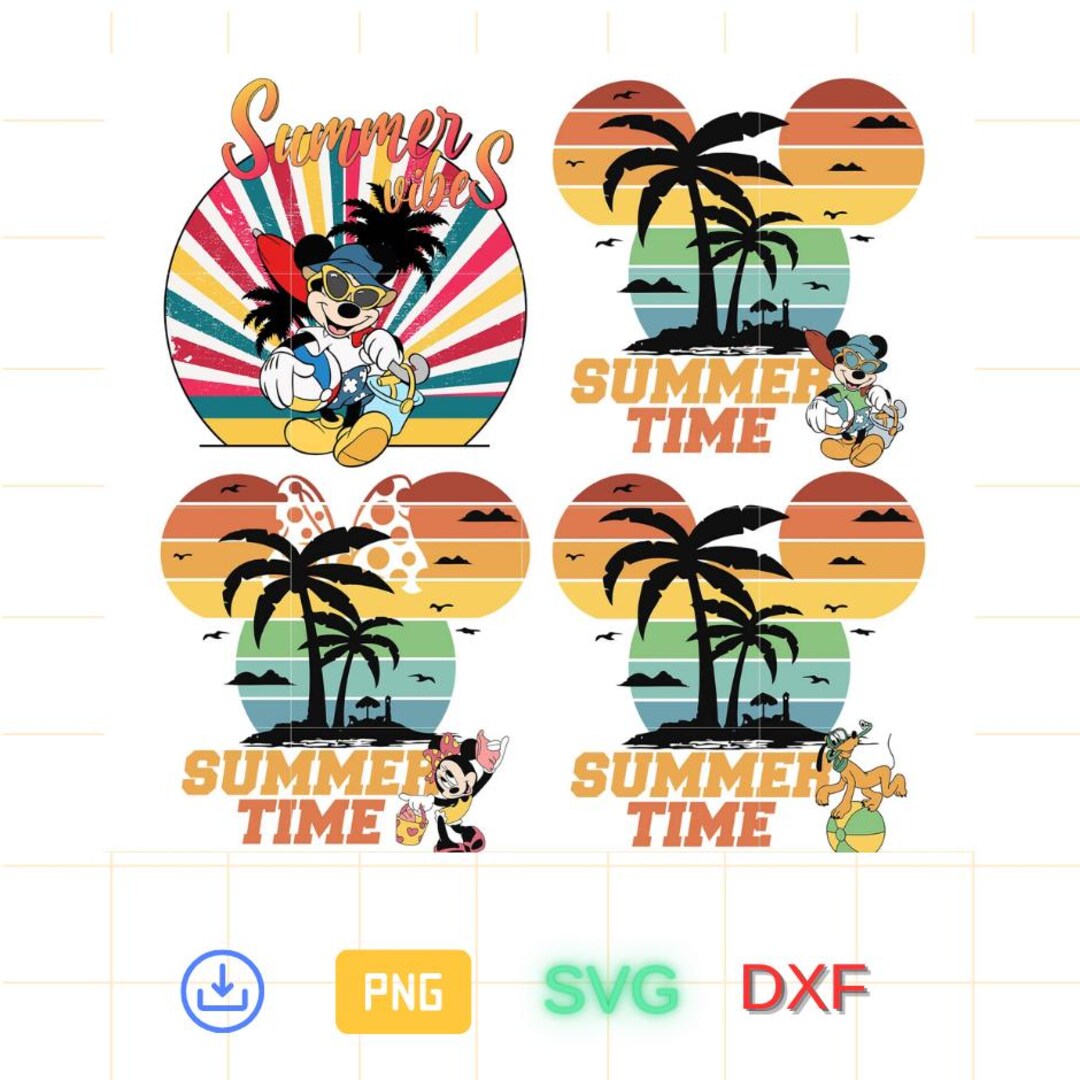 Mickey and Minnie Summer, Mickey Summertime, Minnie Summertime, SVG ...