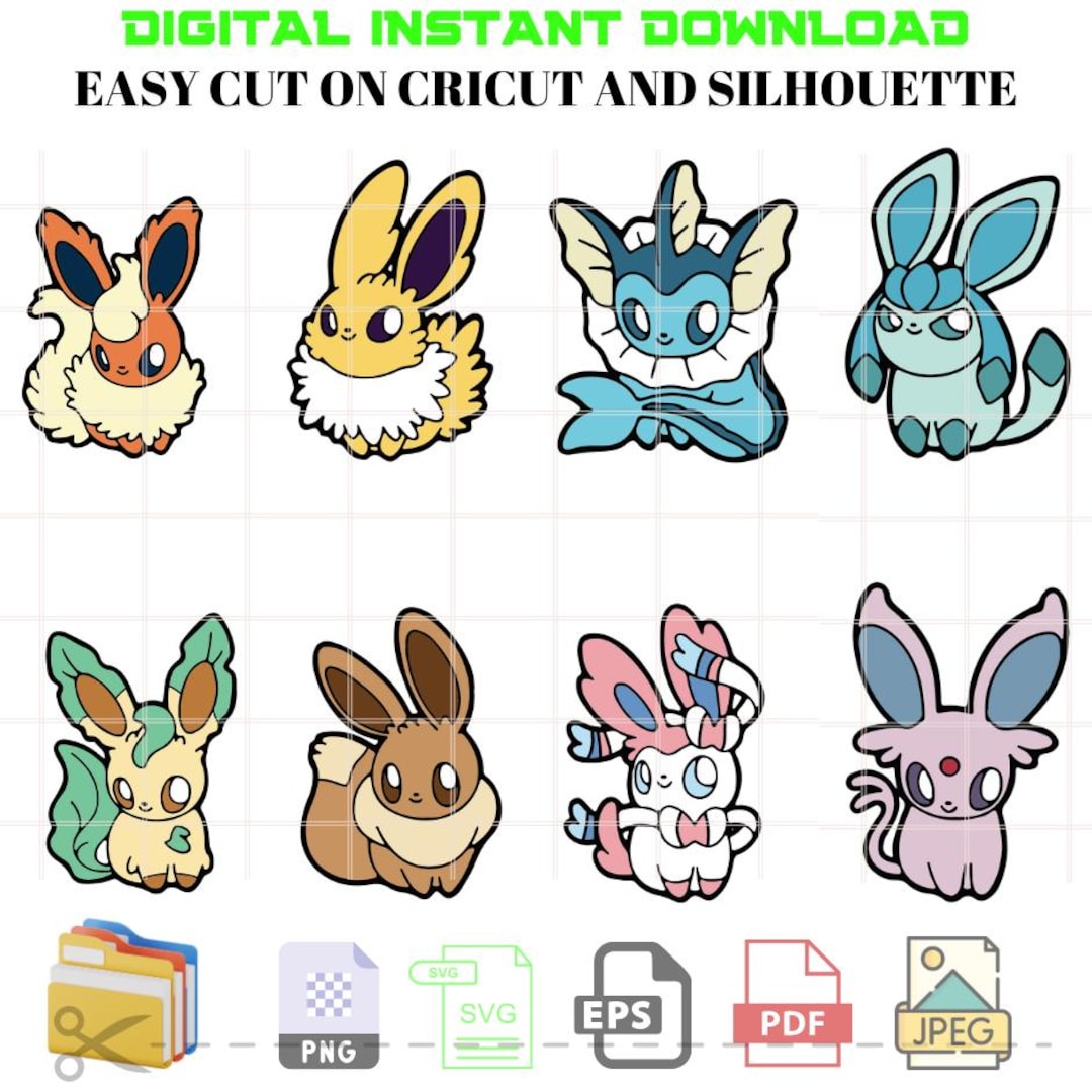 Pokemon and Friends Bundle SVG Digital File, Cartoon Svg, Eevee Svg ...
