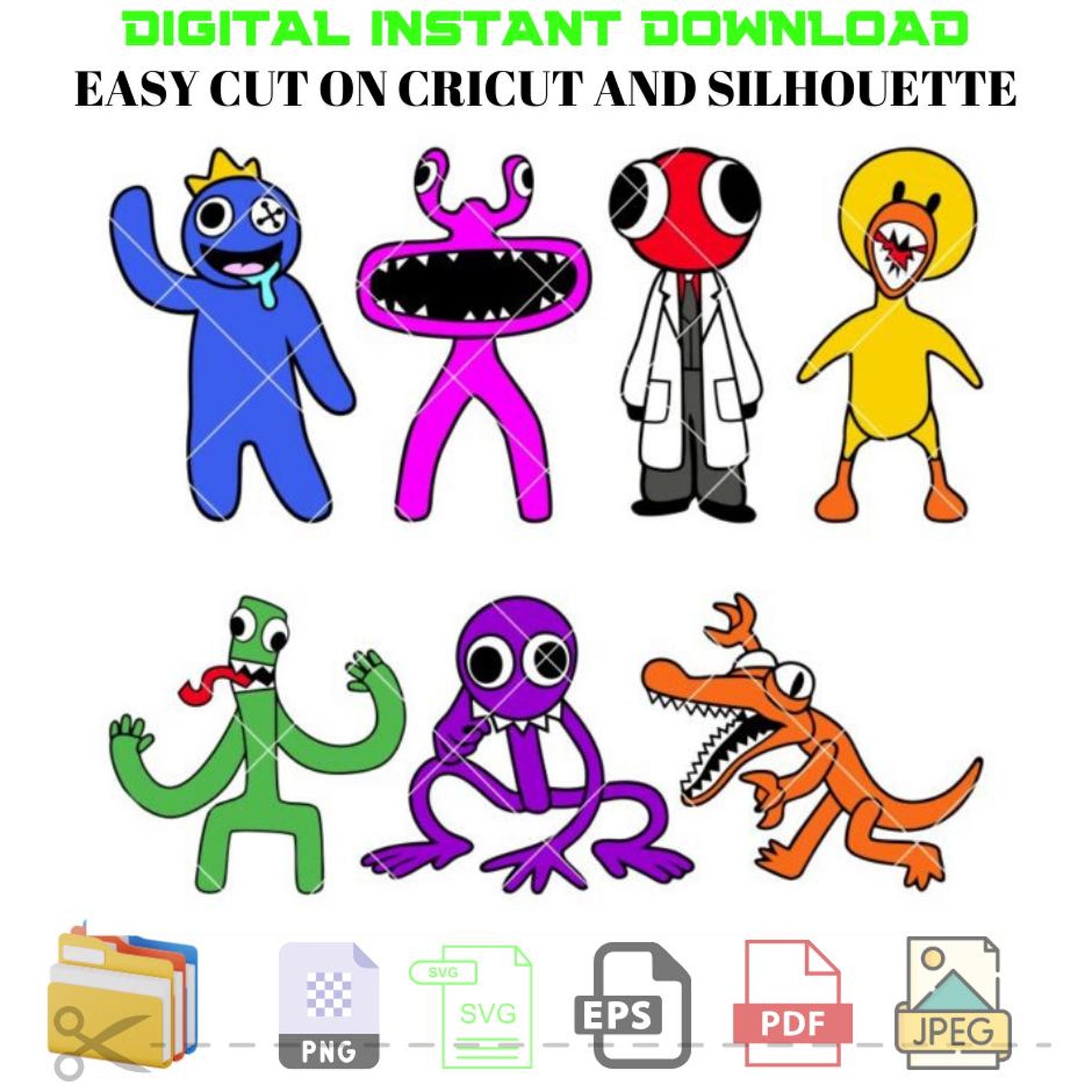 Rainbow Friends Characters Svg, Rainbow Family Svg, Gamer Rainbow ...