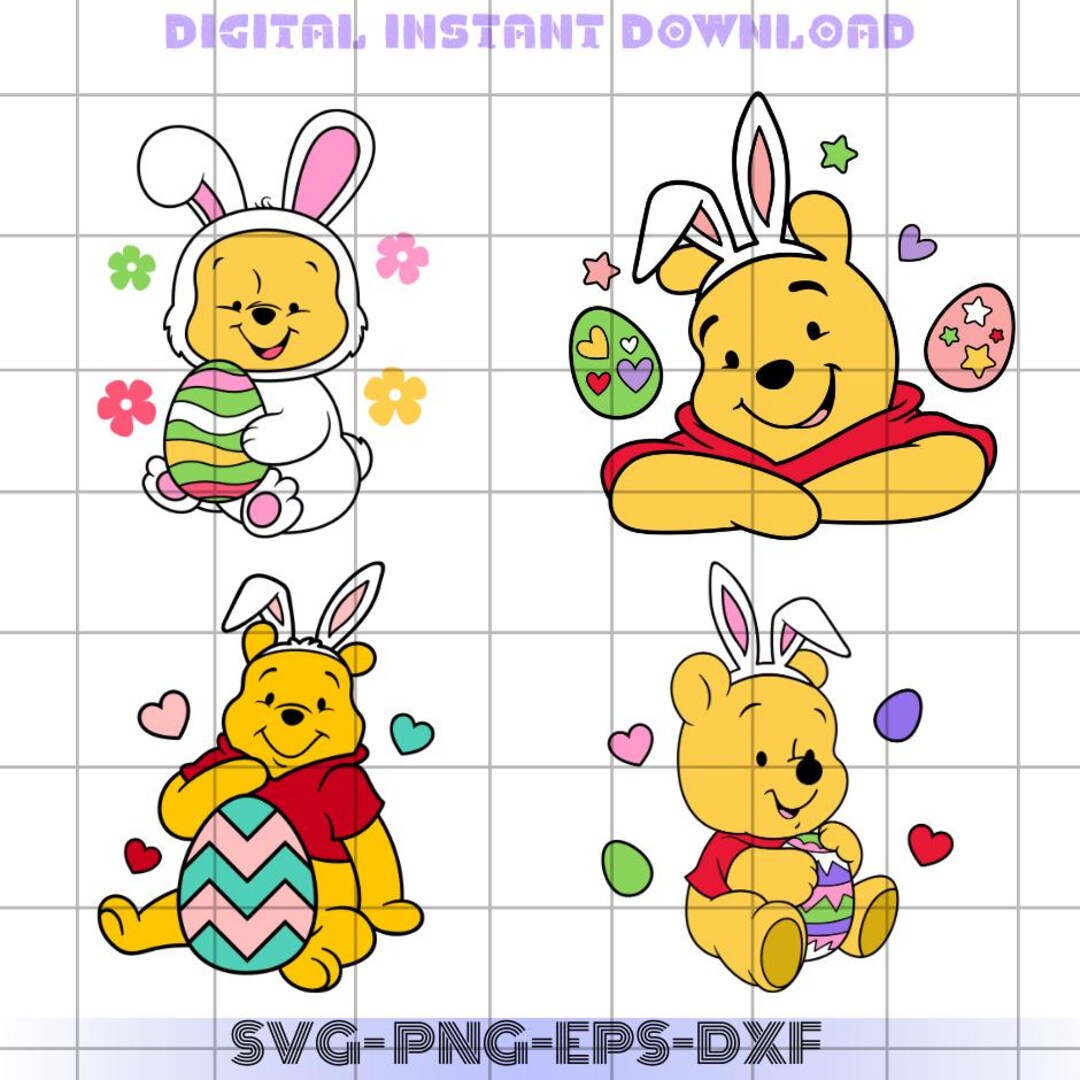 Easter Bunny Pooh Svg Bundle,baby Winnie Easter Day Svg,happy Easter ...