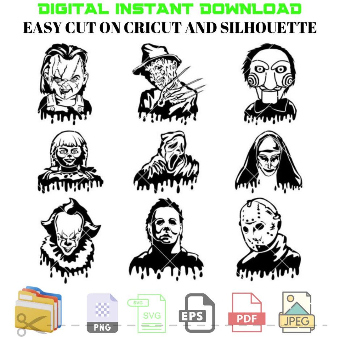 Horror Characters Drip Svg Bundle, Instant Download, Bundle for Cricut ...