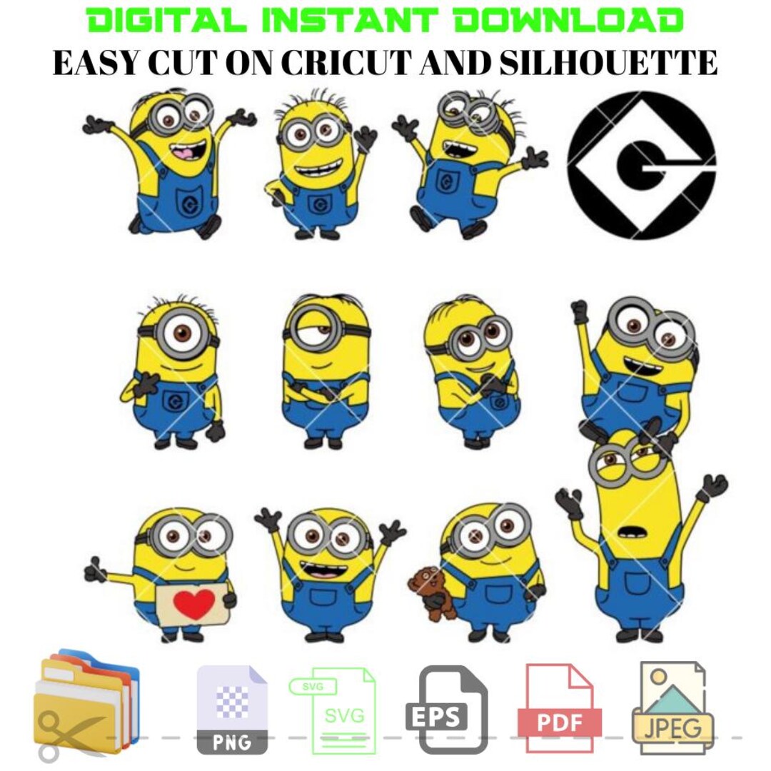Minions Bundle Svg, Gru G Logo Svg, Despicable Me Svg, Kawaii Svg ...