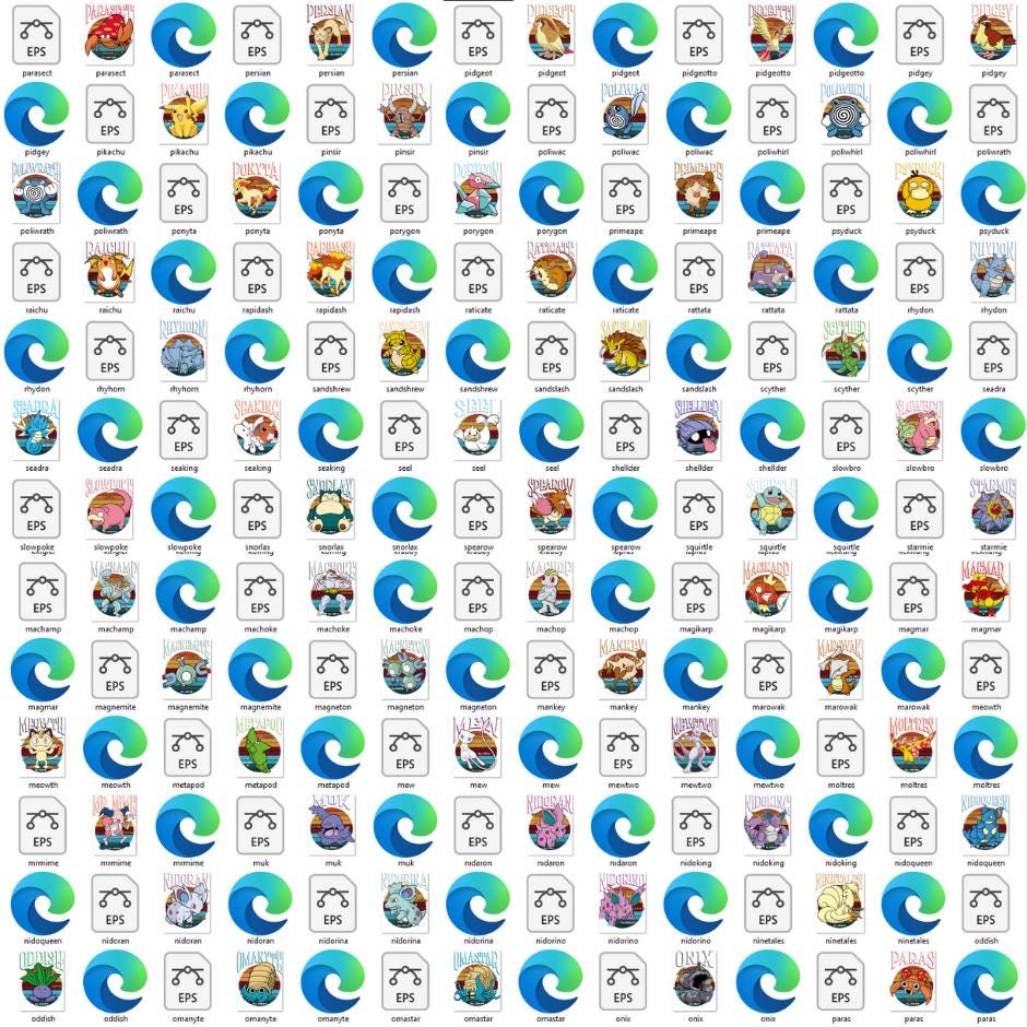 151 Pcs Pokemon Svg Bundle, Pokemon Vector Files, for Dtf and Dtg ...
