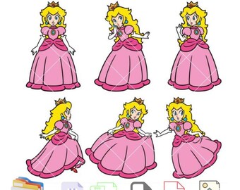 Princess Peach Bundle Svg, Mario Characters Svg, Super Mario Svg, Mario ...