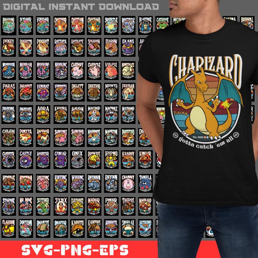 151 Pcs Pokemon Svg Bundle, Pokemon Vector Files, for Dtf and Dtg ...