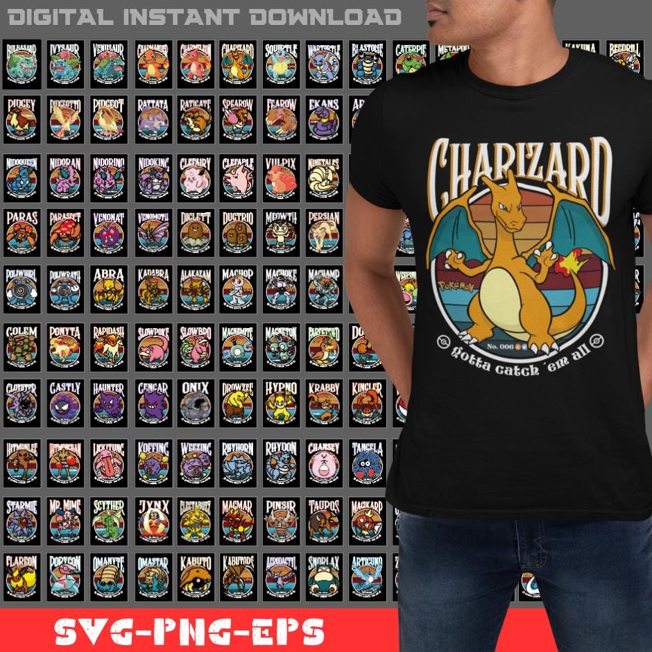151 Pcs Pokemon Svg Bundle, Pokemon Vector Files, for Dtf and Dtg ...