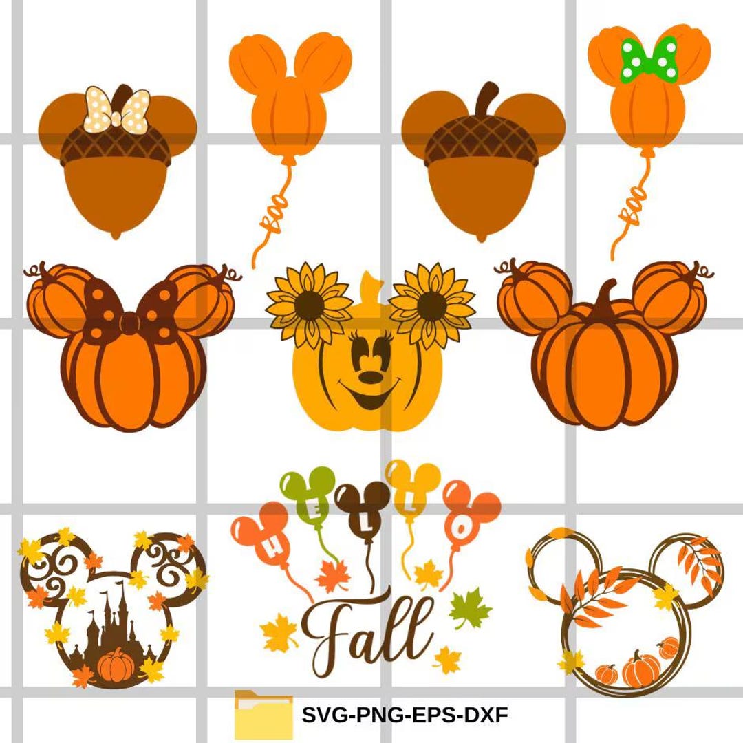 Happy Fall Bundle, Mickey SVG Digital File, Mickey Head Pumpkin Svg - Etsy