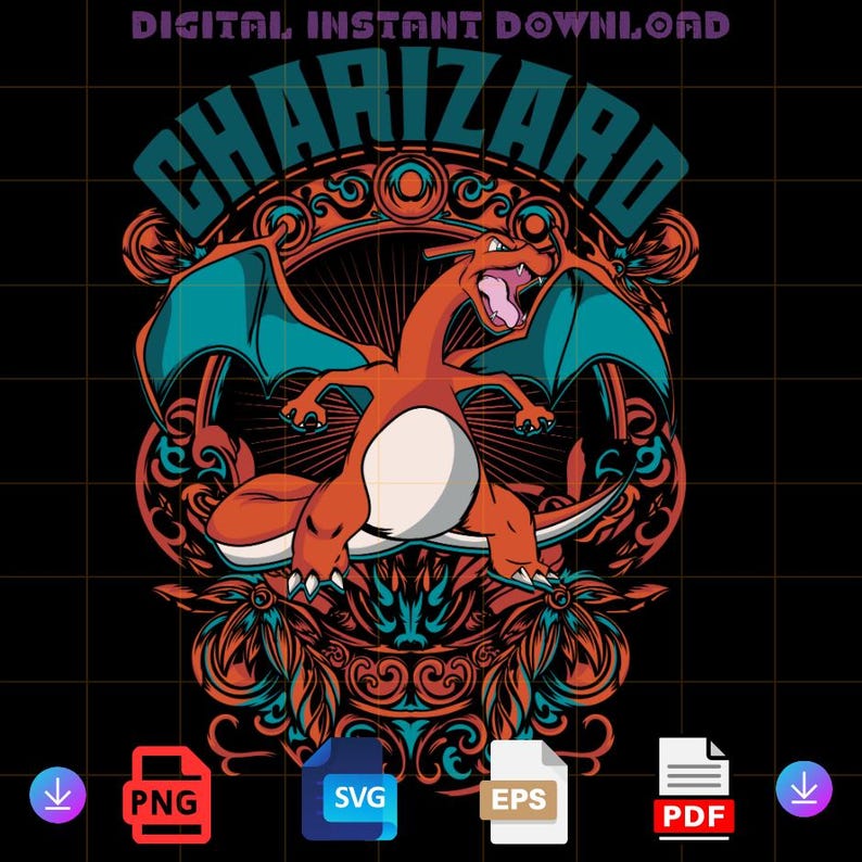 Charizard Svg, Pokemon Charizard Svg, Charizard Clipart, Png Cut File ...