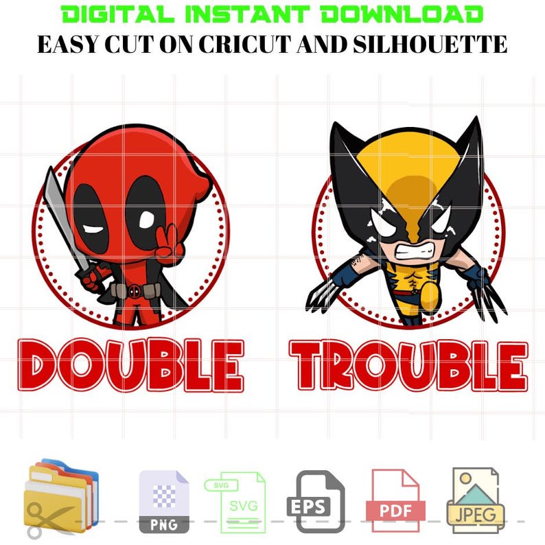Double Trouble Deadpool and Wolverine Svg - Etsy