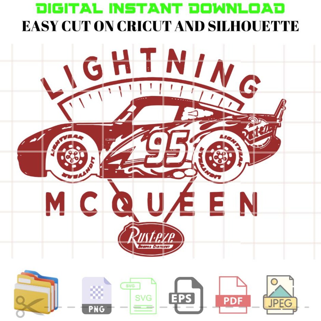 Lightning Mcqueen SVG Graphic Designs Files, Cars Lightning Mcqueen ...