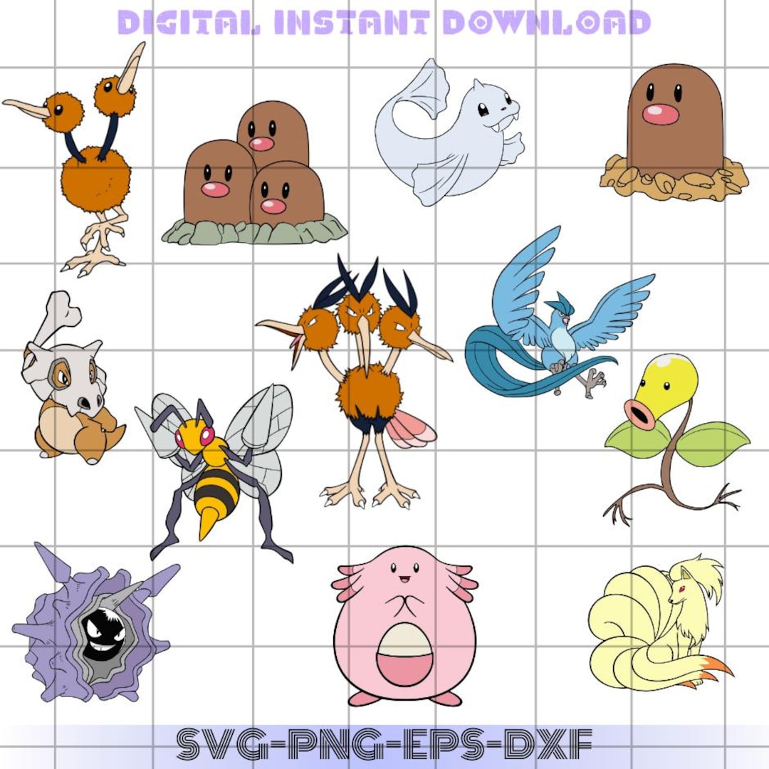 Pokemon Svg, Pokemon Characters Digital File, Cute Anime Png Bundle ...