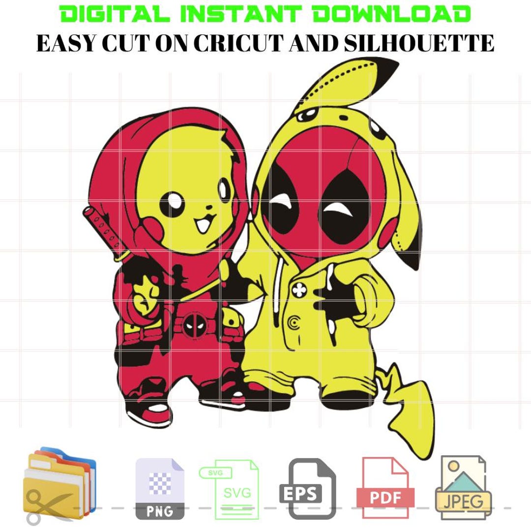 Pikachu and Deadpool SVG Digital File, Pokemon Svg, Pikachu Svg - Etsy