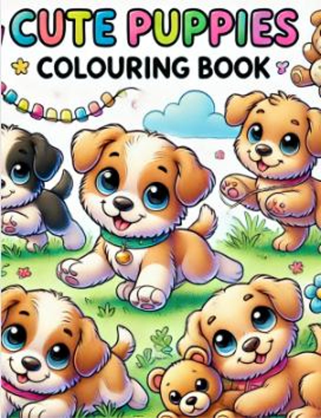 Cute Puppy Colouring Book for Kids: 20 Delightful Puppy Colouring Pages ...