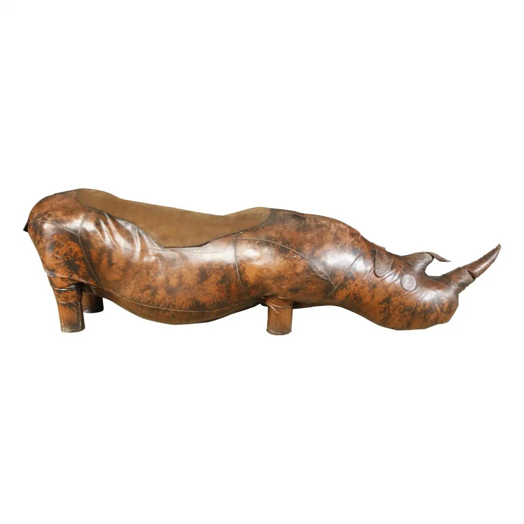 80" Leather Superking Rhinoceros by Valenti, Spain, Circa 1970s, Signed ...