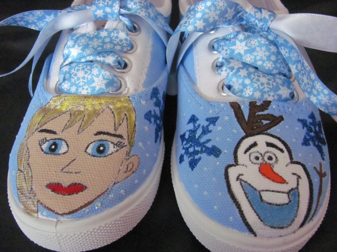 Frozen Olaf and Elsa Let It Go Hand Painted Shoes - Etsy