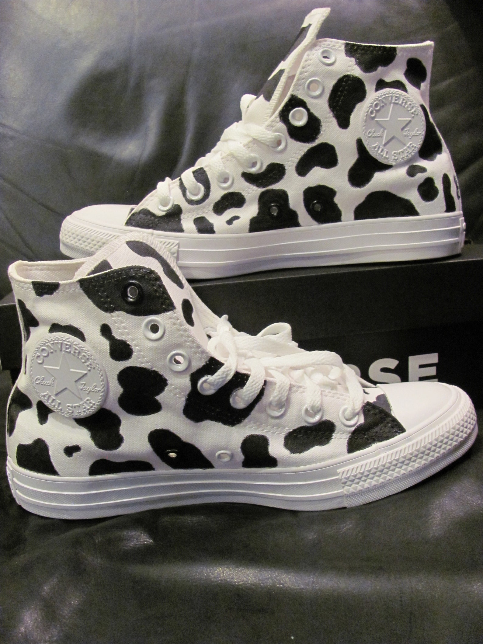 ADULT Converse Chuck Taylor All Star Canvas High Top Hand Painted COW ...