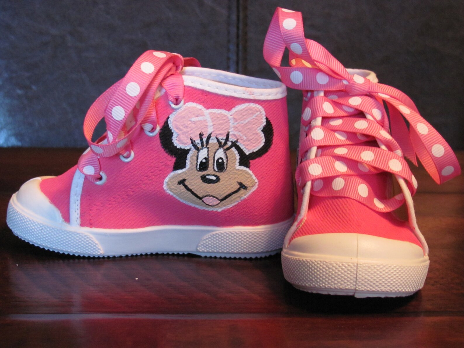 Hand Painted Minnie Mouse Pink High Top Shoes - Etsy