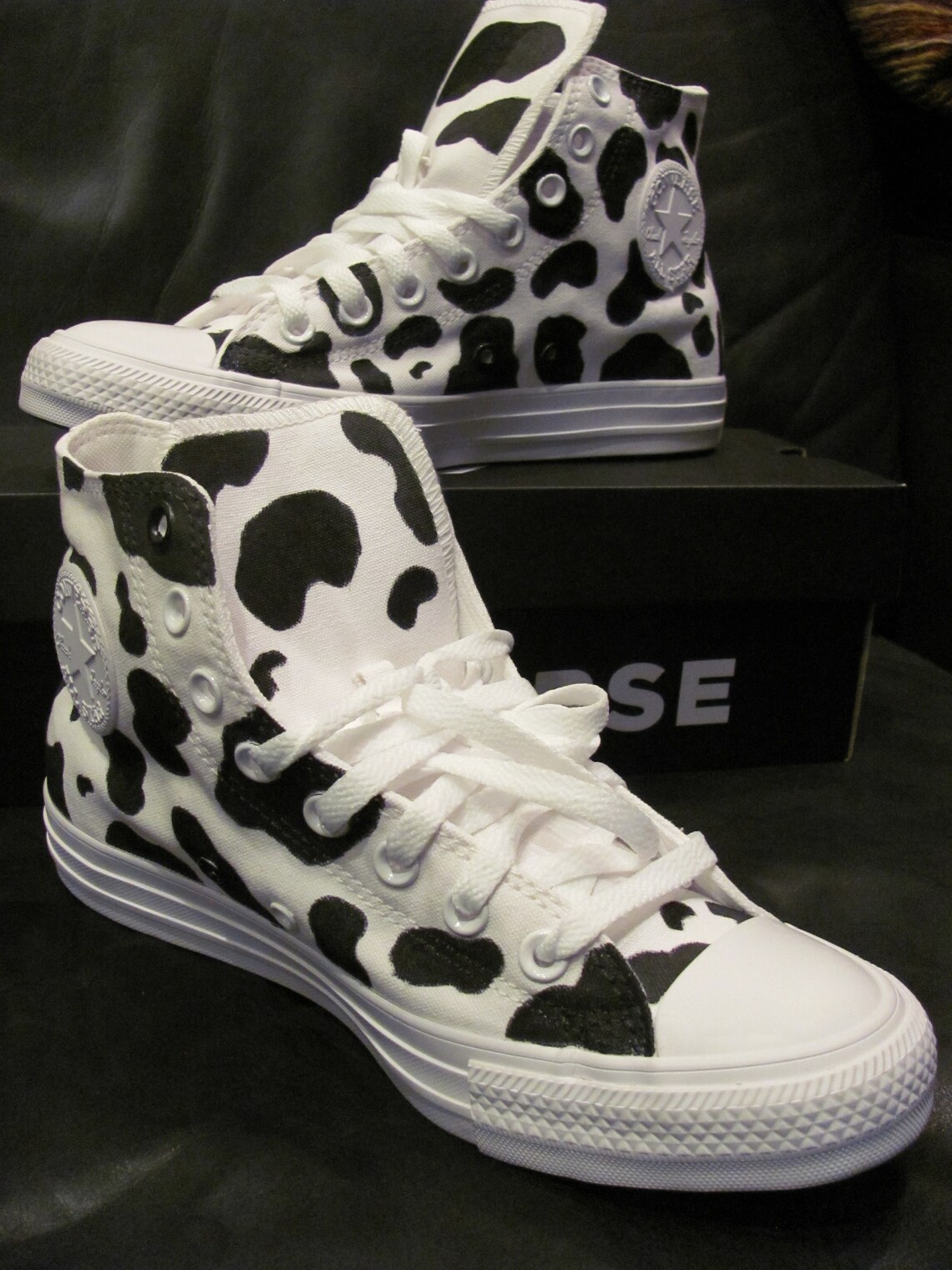 ADULT Converse Chuck Taylor All Star Canvas High Top Hand Painted COW ...