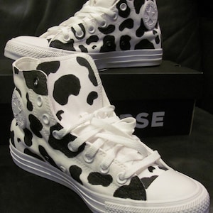 ADULT Converse Chuck Taylor All Star Canvas High Top Hand Painted COW ...