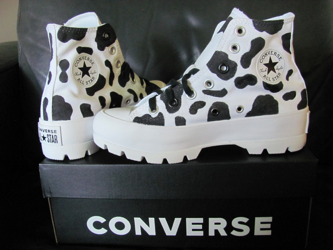 ADULT Converse Chuck Taylor All Star Lugged High Tops Hand Painted COW ...