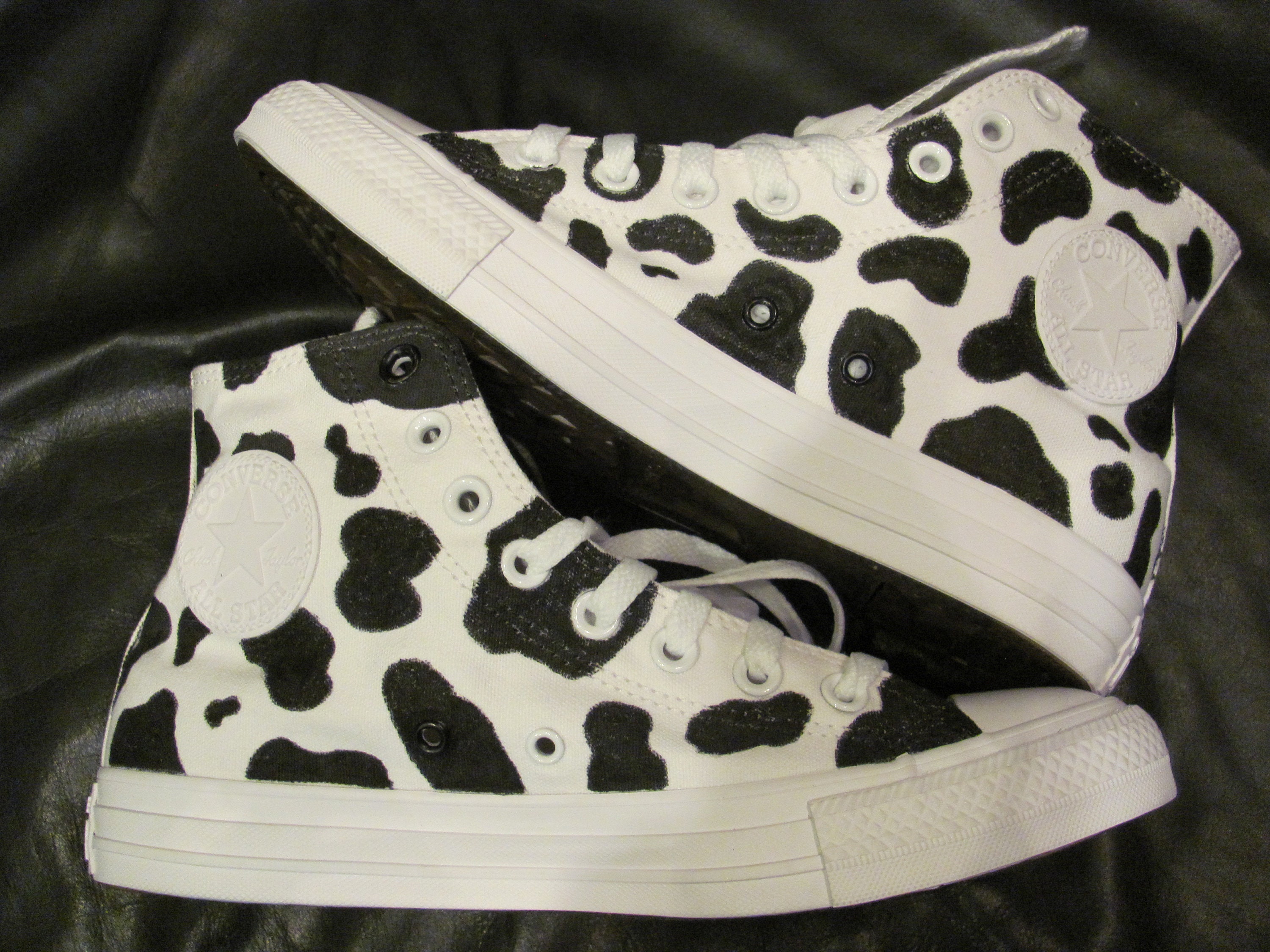 ADULT Converse Chuck Taylor All Star Canvas High Top Hand Painted COW ...