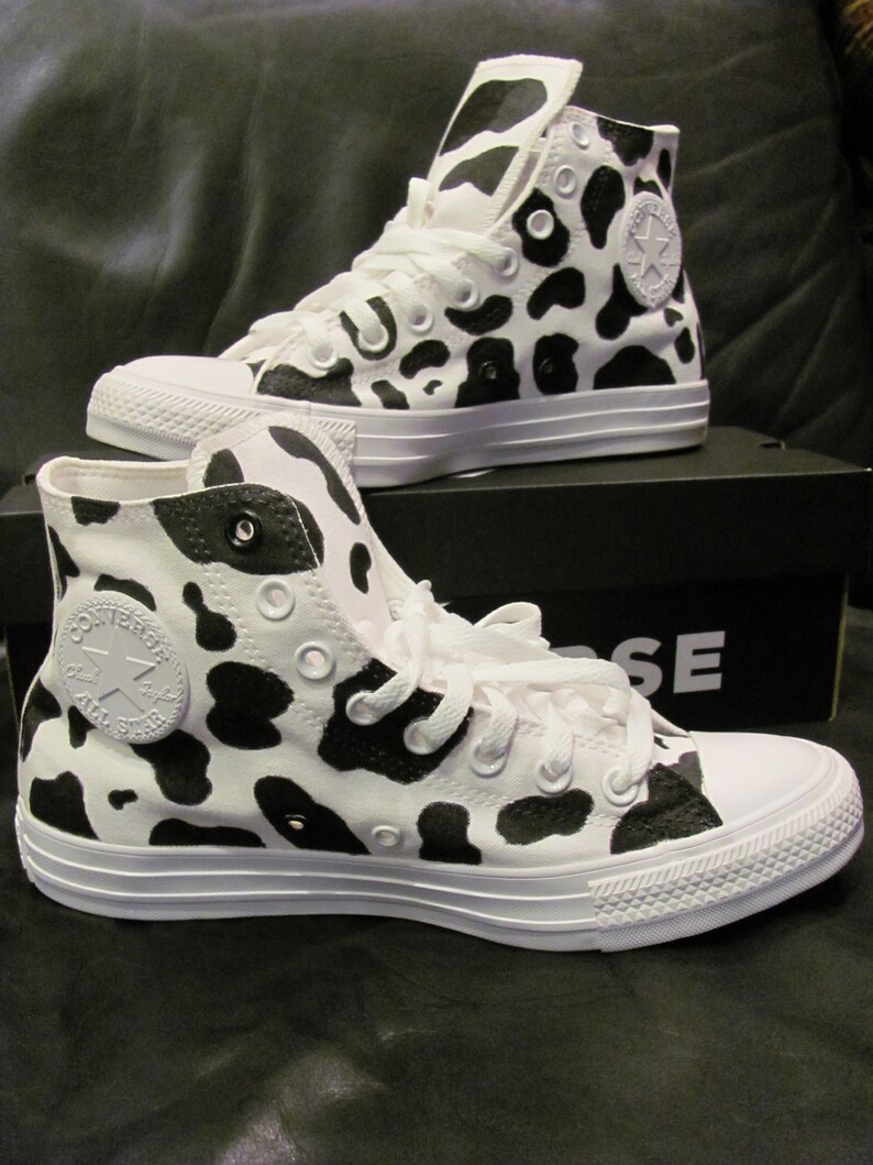 ADULT Converse Chuck Taylor All Star Canvas High Top Hand Painted COW ...