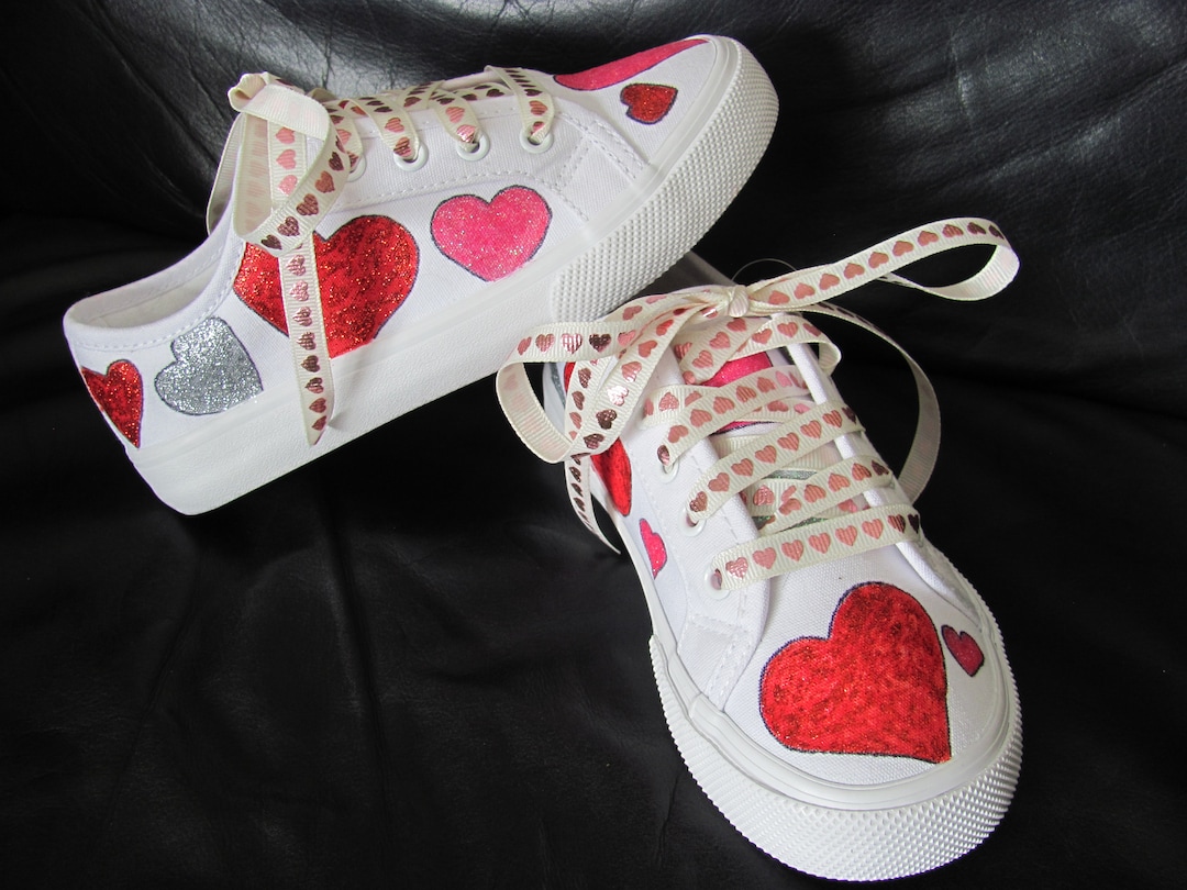 Valentine's Day Hand Painted Heart Shoes - Etsy