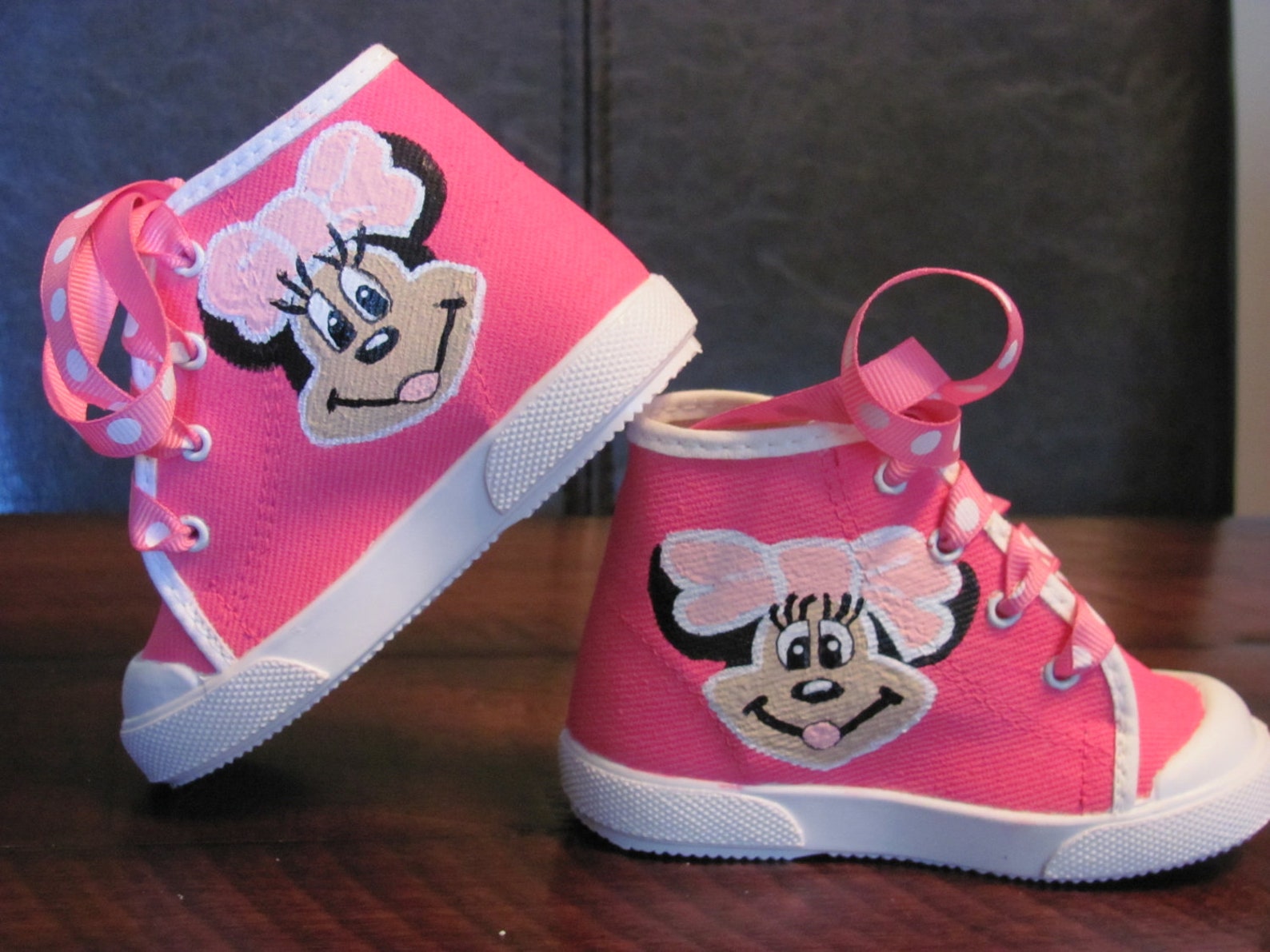 Hand Painted Minnie Mouse Pink High Top Shoes - Etsy