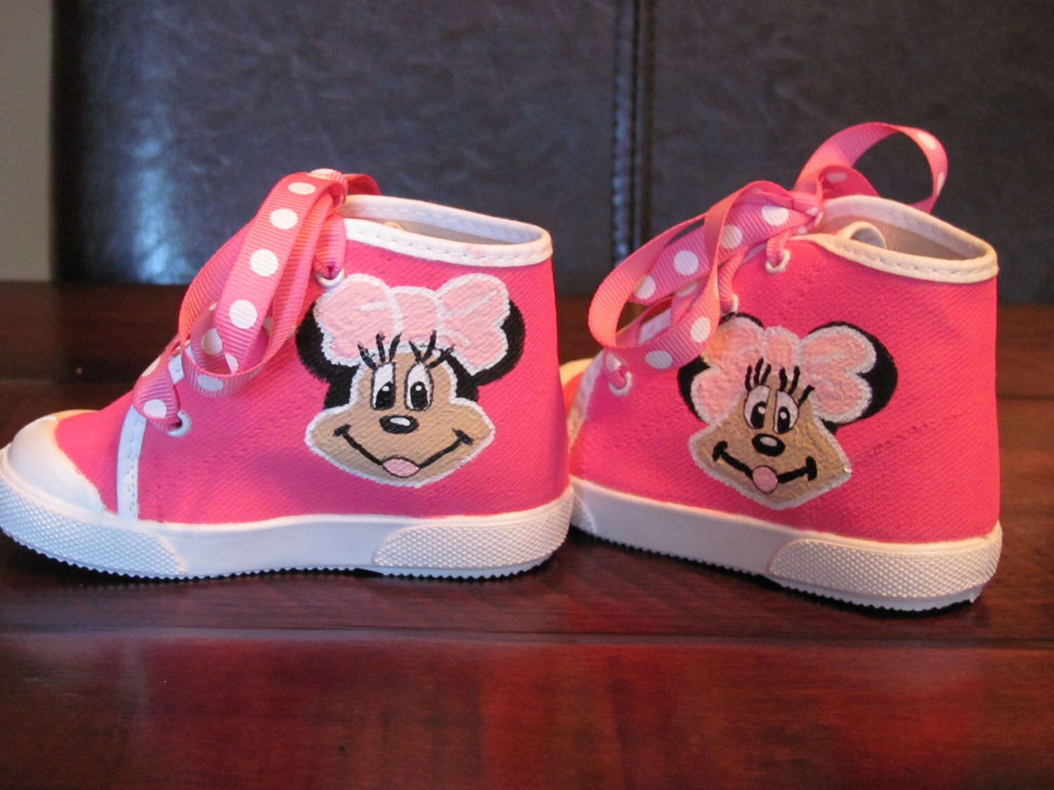 Hand Painted Minnie Mouse Pink High Top Shoes - Etsy