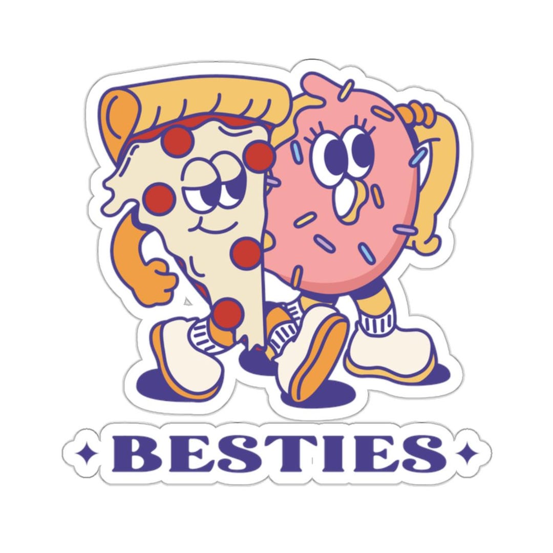 Besties Sticker, Pizza and Donut Sticker, Friendship Decals, Cute Food ...