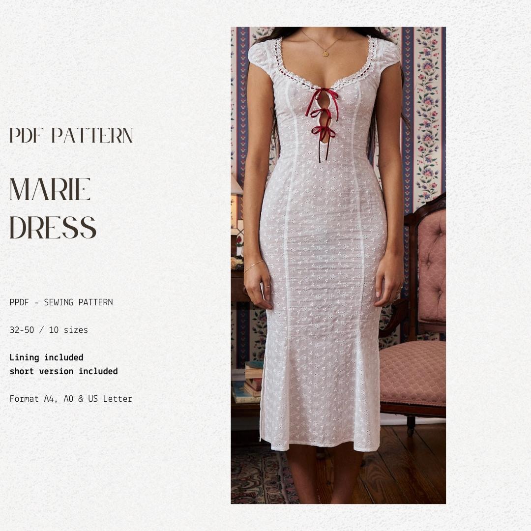 Milkmaid Dress PDF Sewing Pattern - Sweetheart Neckline - Princess ...