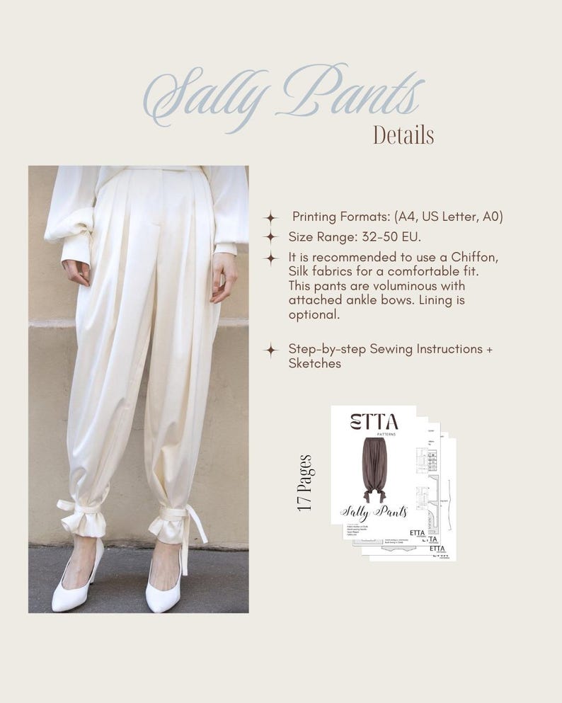 Boho Pants - Balloon Pants - Bloomers - PDF Sewing Pattern: Women's Tie ...