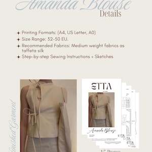 Amanda Blouse PDF Sewing Pattern | Japandi Minimalist Top DIY ...