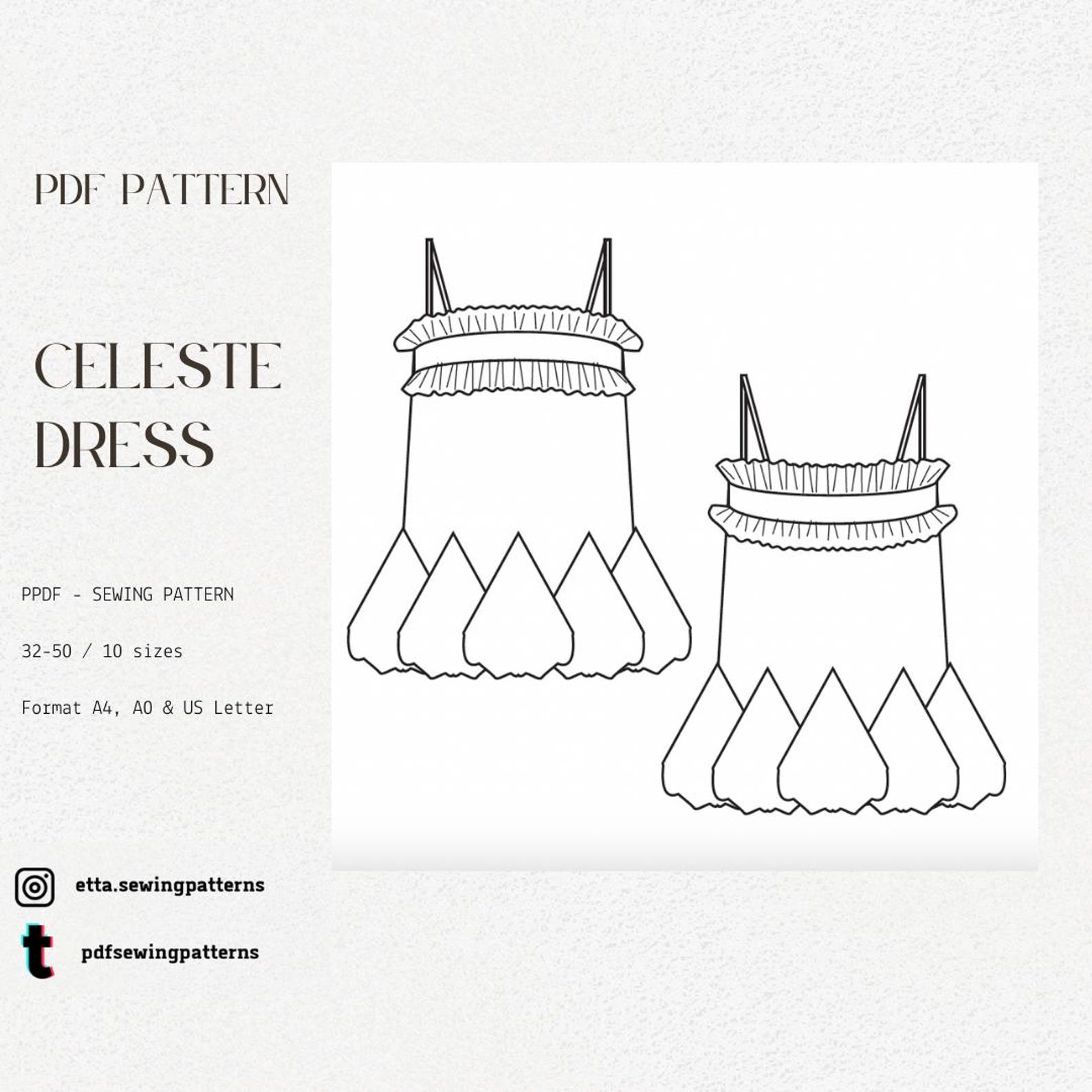 Ruffle Maxi Dress Sewing PDF Pattern - Boho Dress - Ruffles Dress ...