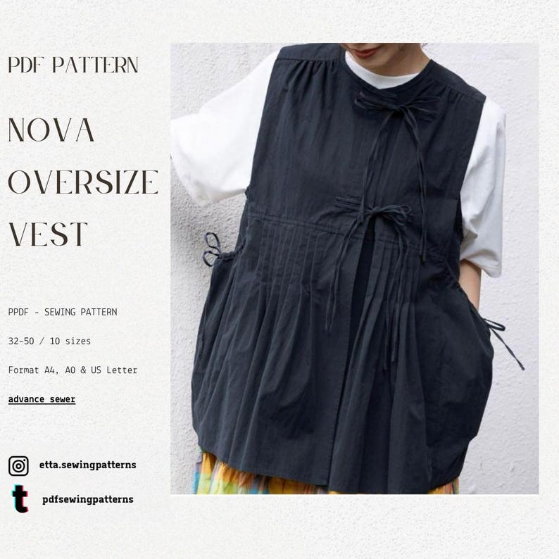 Nova Vest PDF Sewing Pattern | Japandi Minimalist Vest DIY | Japanese ...