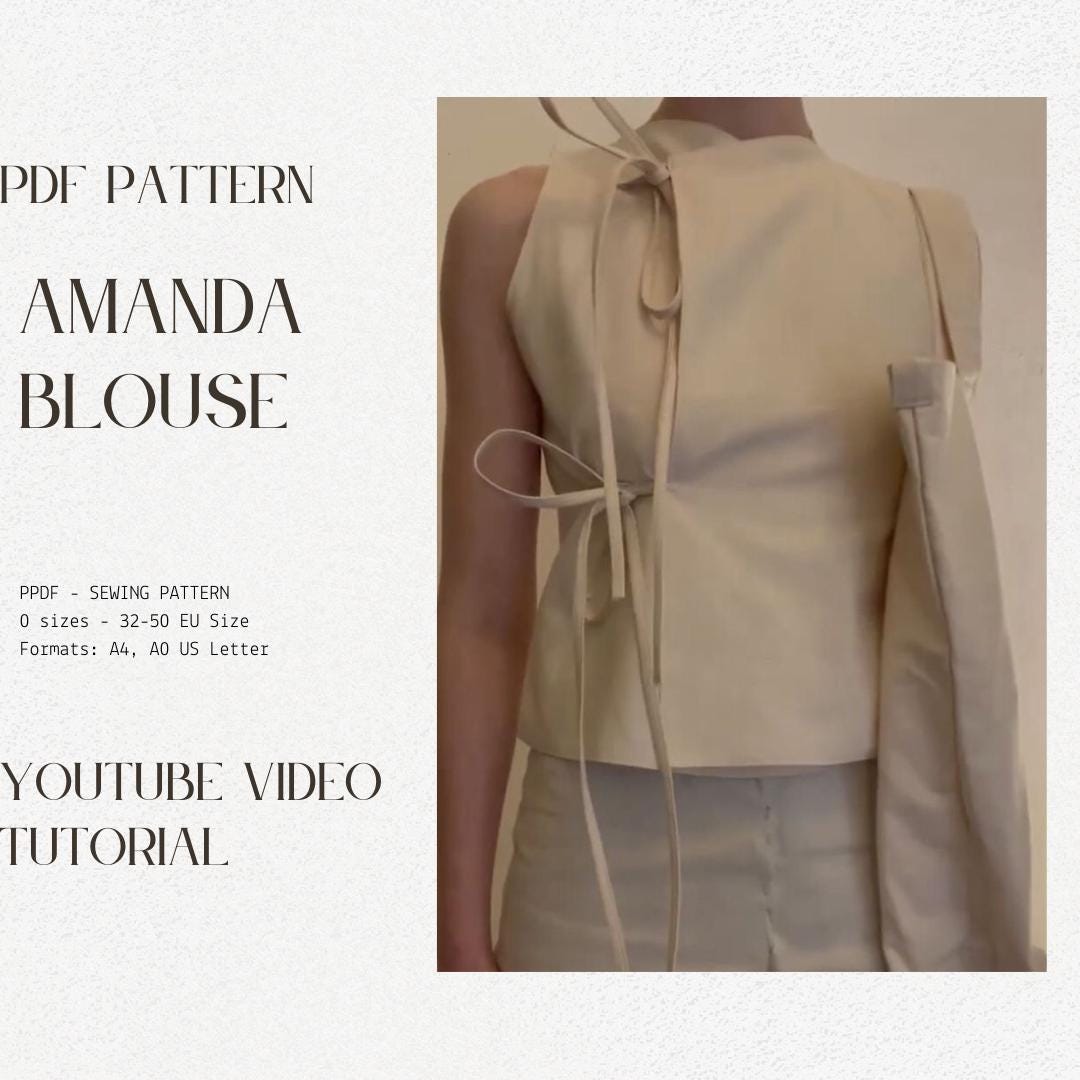 Amanda Blouse PDF Sewing Pattern | Japandi Minimalist Top DIY ...