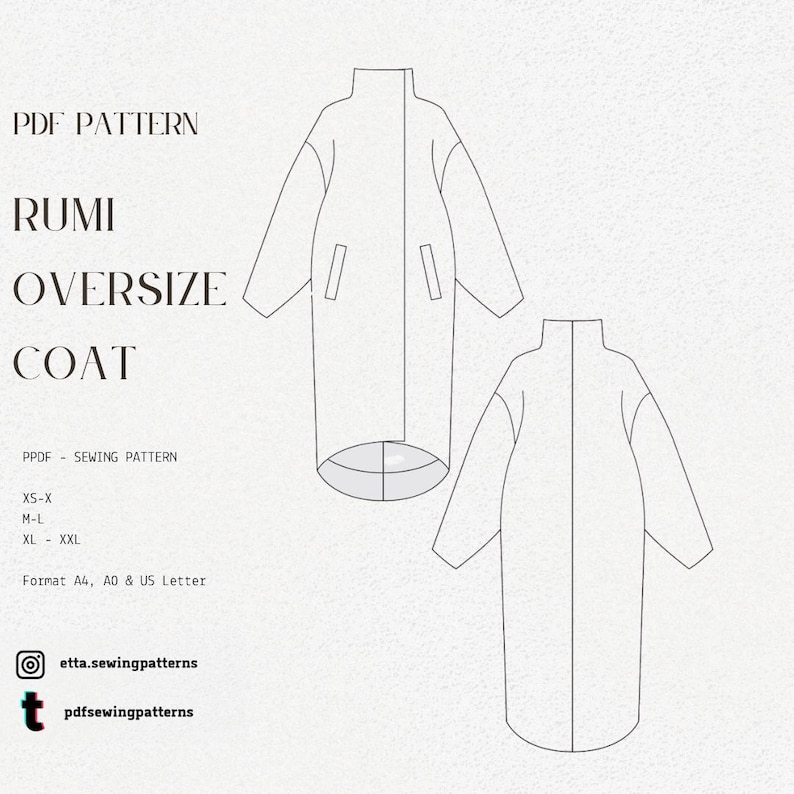 Rumi Oversize Winter Coat | PDF Sewing Pattern Jacket | Designer Coat ...