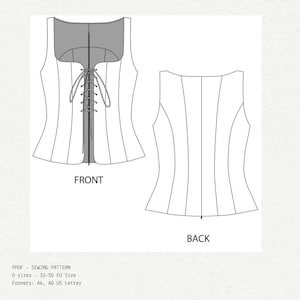Corset Top| PDF Sewing Pattern | Fitted Top Pattern | 32-50 EU Size ...
