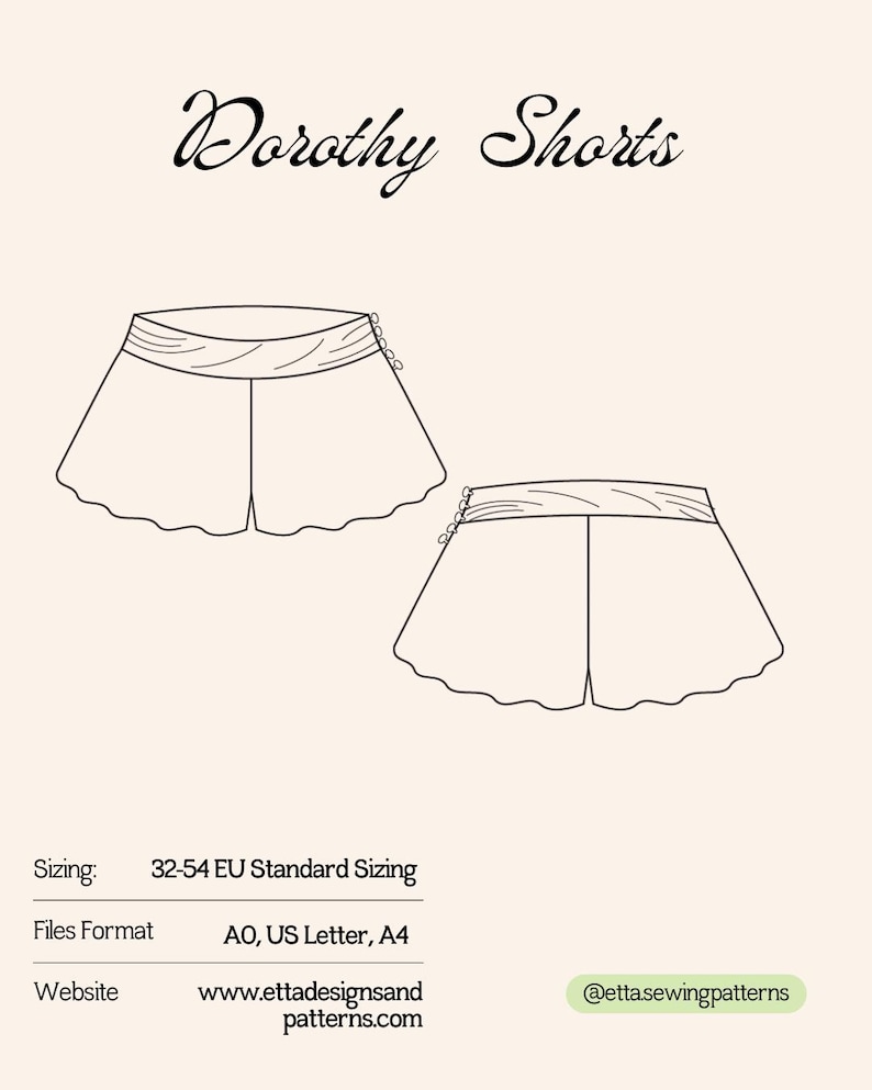 Babydoll Mini Dress PDF Sewing Pattern - Dorothy Vintage Style Dress ...