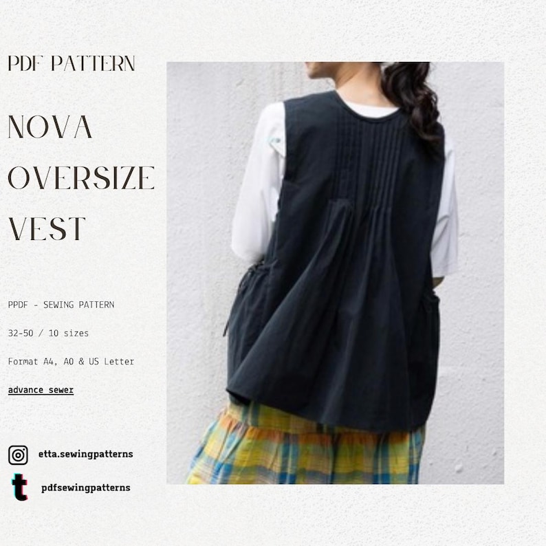 Nova Vest PDF Sewing Pattern | Japandi Minimalist Vest DIY | Japanese ...