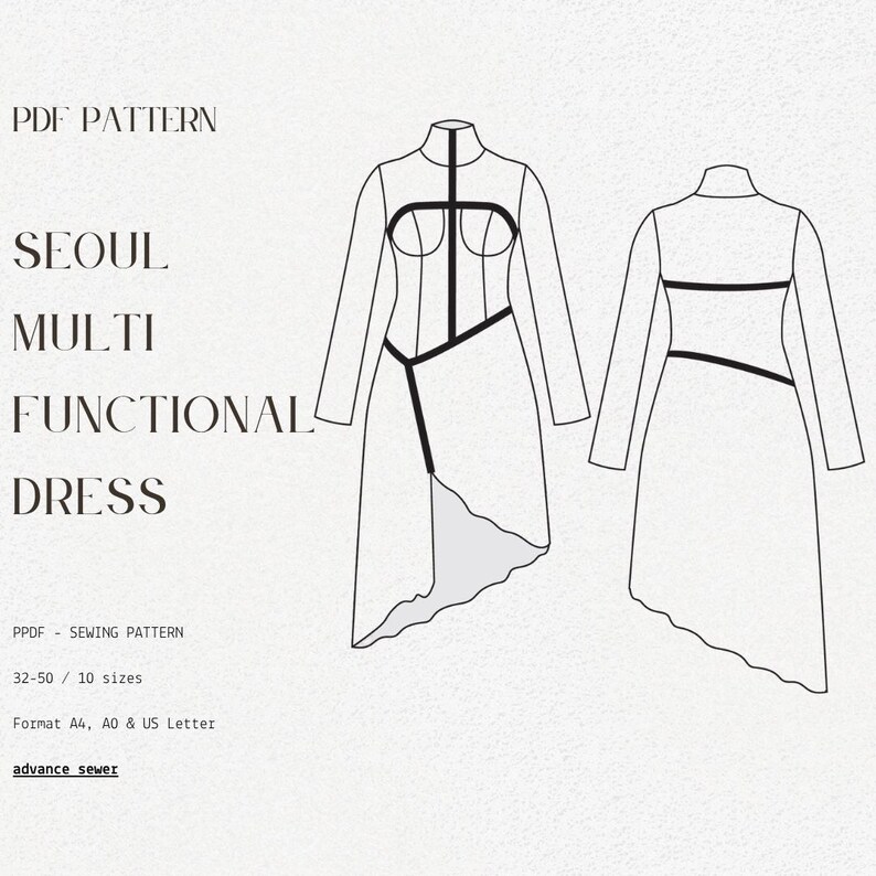 Seoul Multi Functional Dress PDF Sewing Pattern | Multifunctional Dress ...