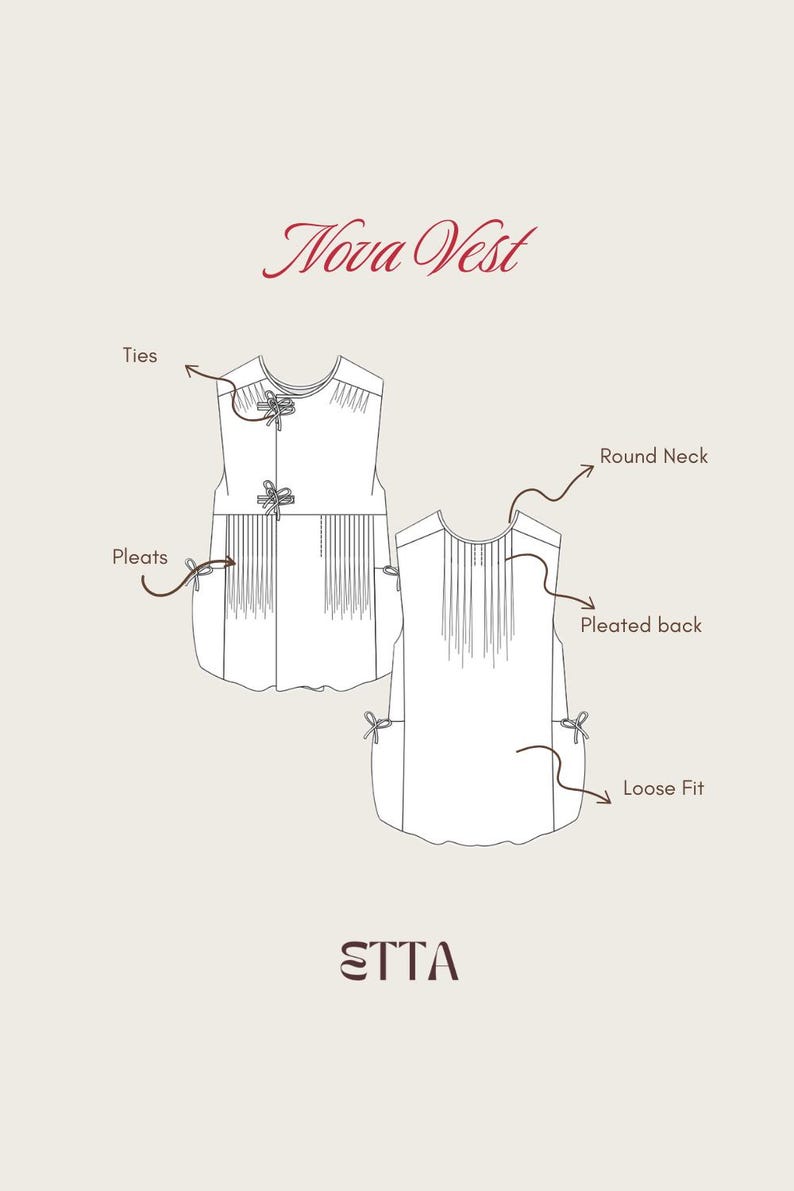 Nova Vest PDF Sewing Pattern | Japandi Minimalist Vest DIY | Japanese ...