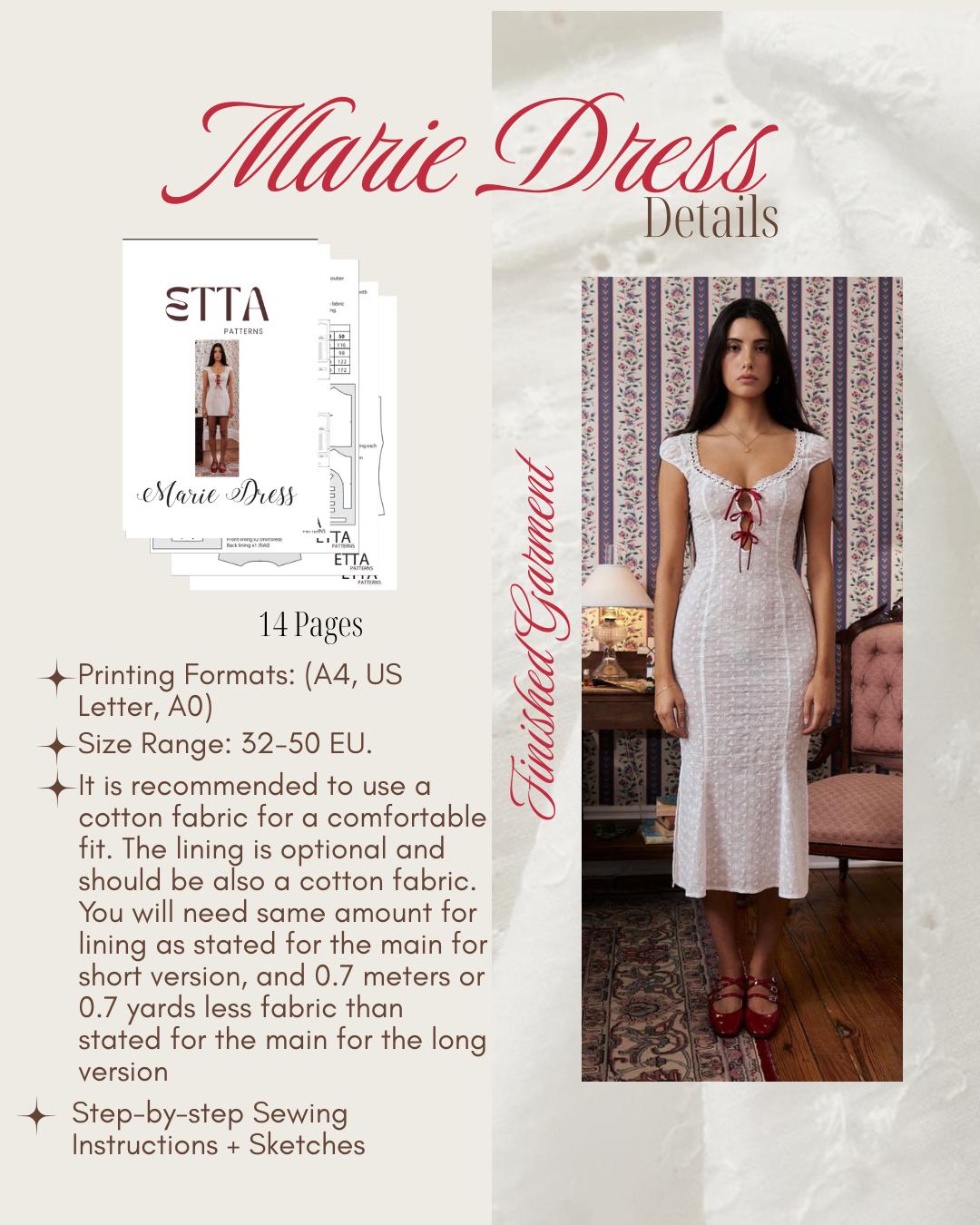 Milkmaid Dress PDF Sewing Pattern - Sweetheart Neckline - Princess ...