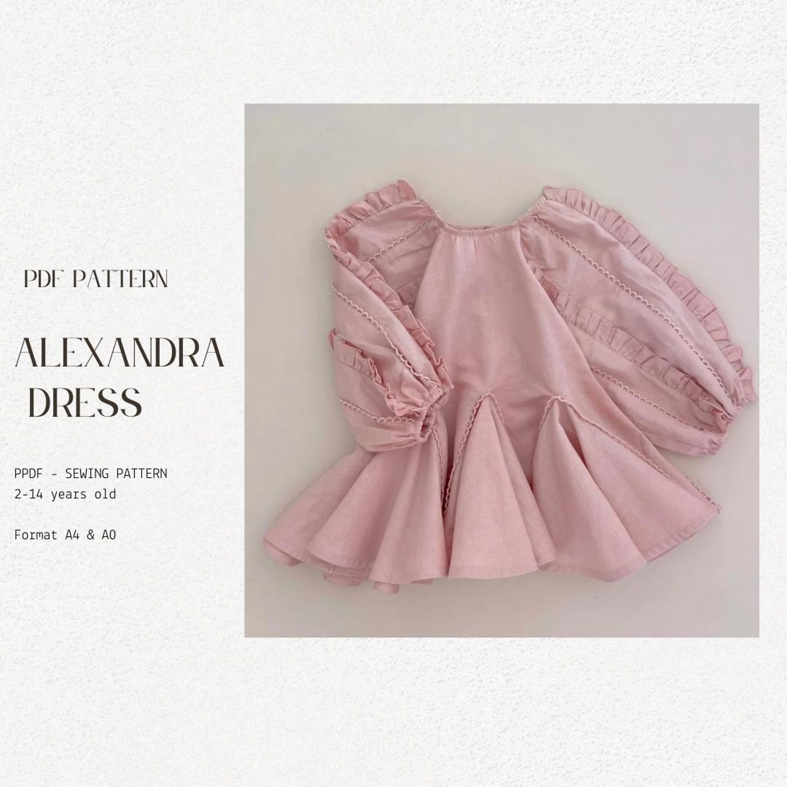 Girls Coquette Dress PDF Sewing Pattern: Long Sleeve Godet Skirt (sizes ...