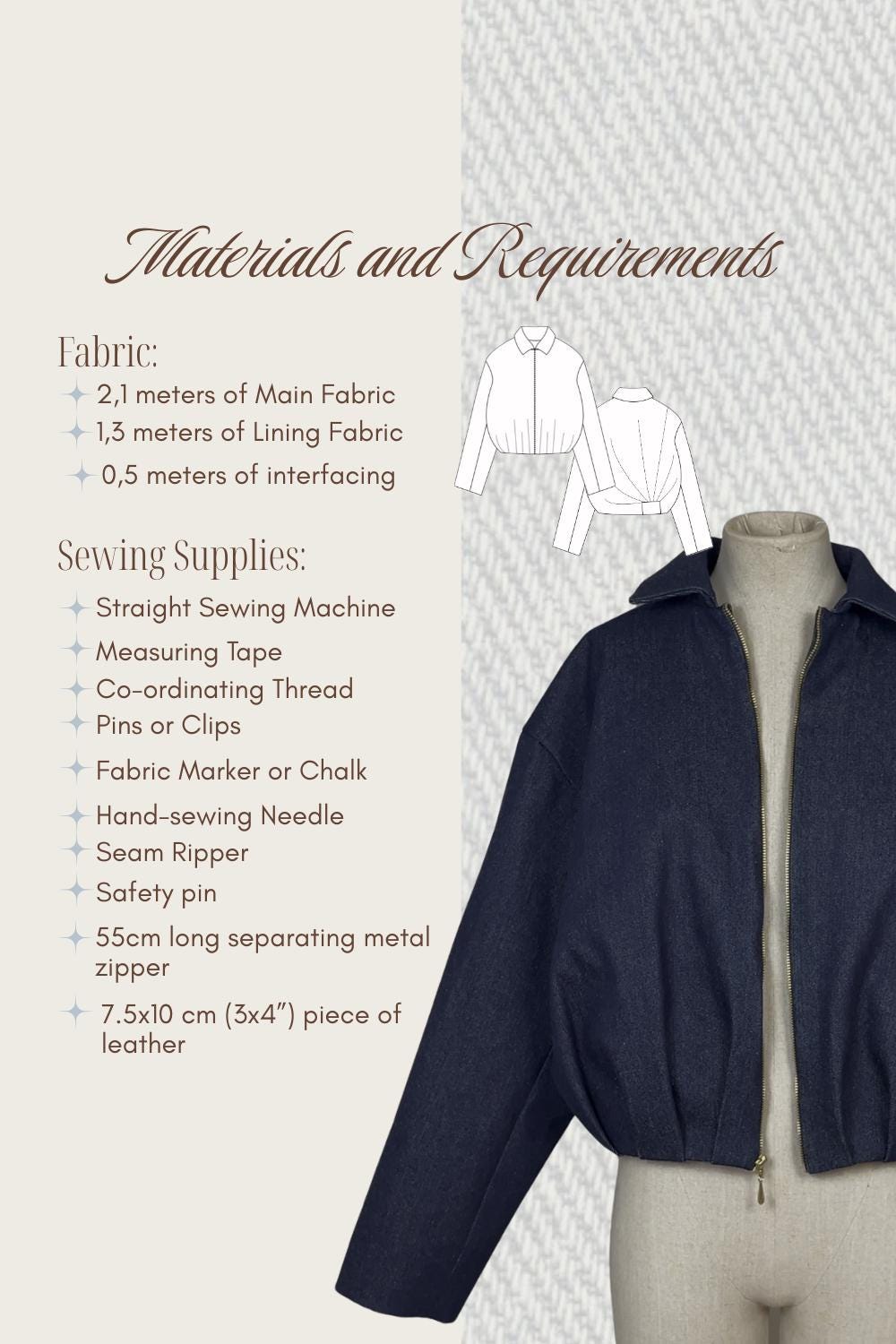 Cropped Jacket, Blazer Sewing Pattern: Draped Jacket (PDF Pattern) EU ...