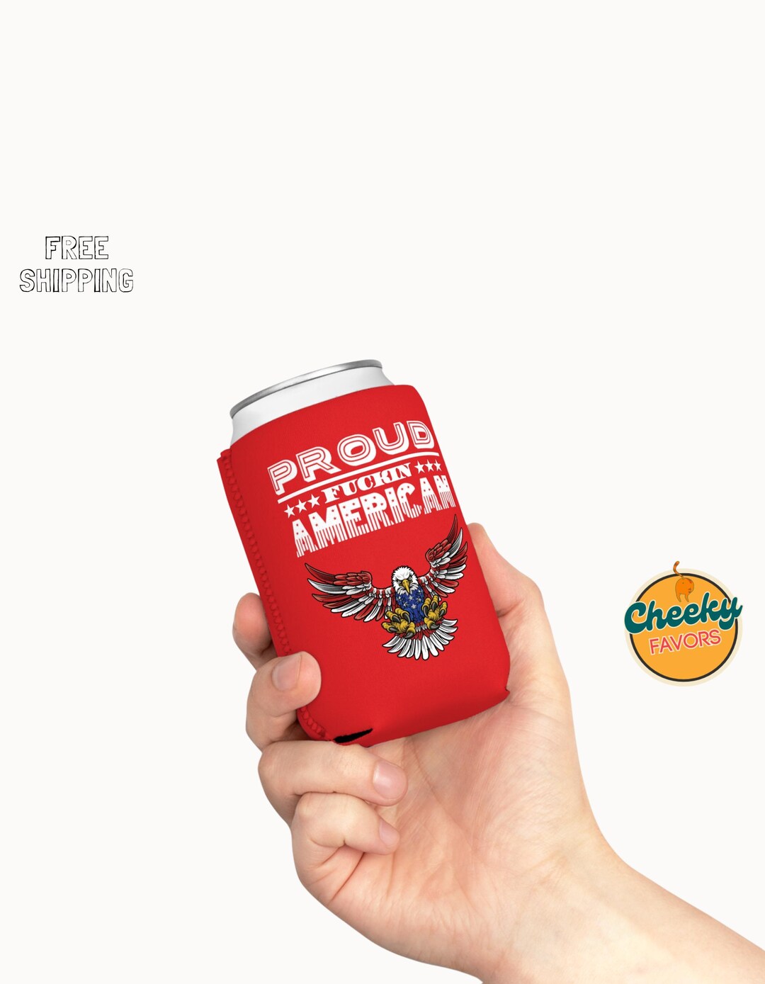 PROUD F***in AMERICAN Beer Cozy, Redneck Beer Drinker Gift, Witty USA ...