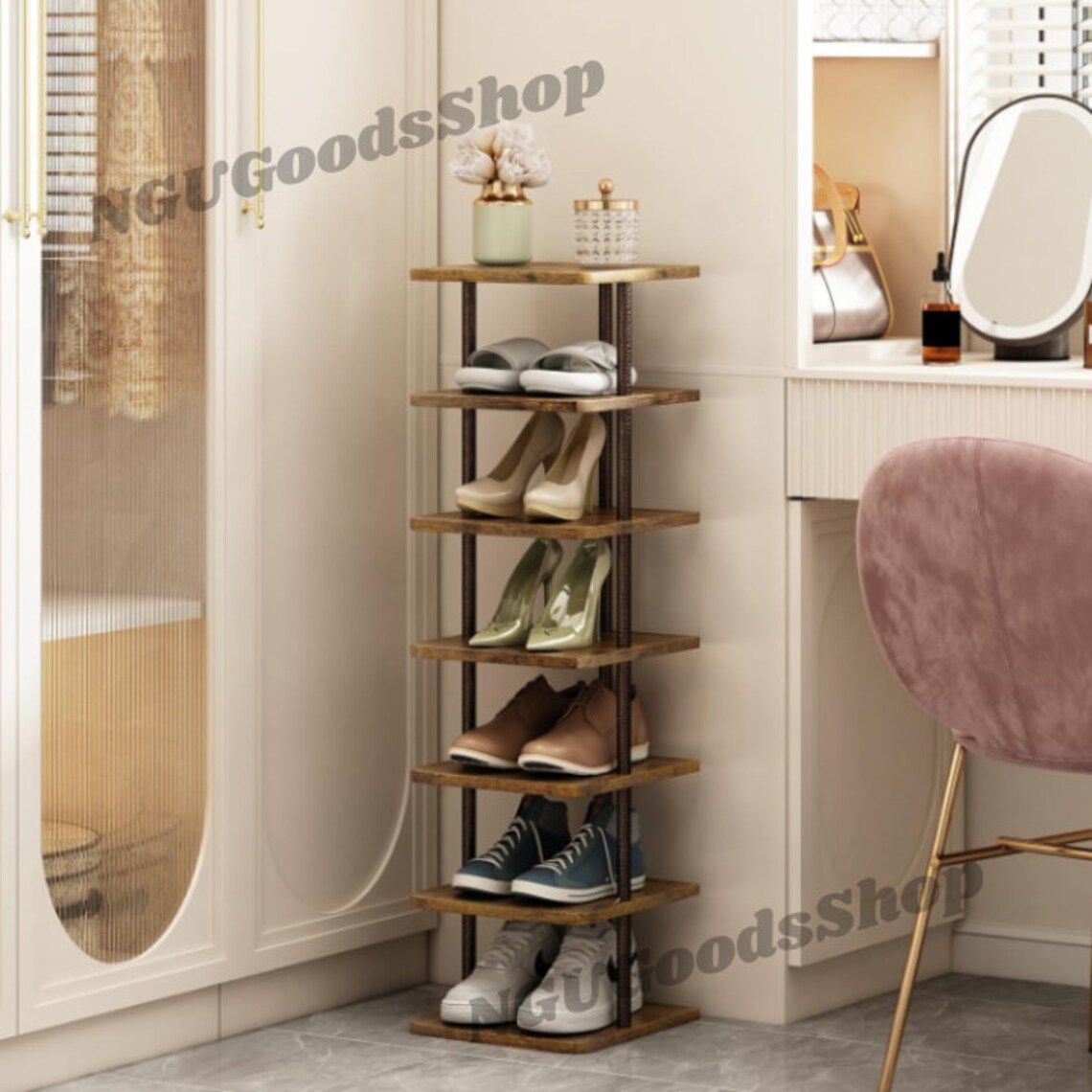 7 Tier Corner Shoe Rack | Entryway Shoe Rack | Tall Shoe Rack | Shoe ...