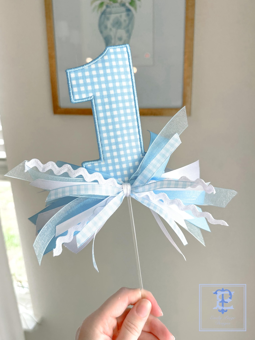Custom Heirloom Number Birthday Cake Topper With Ribbon | Embroidery ...