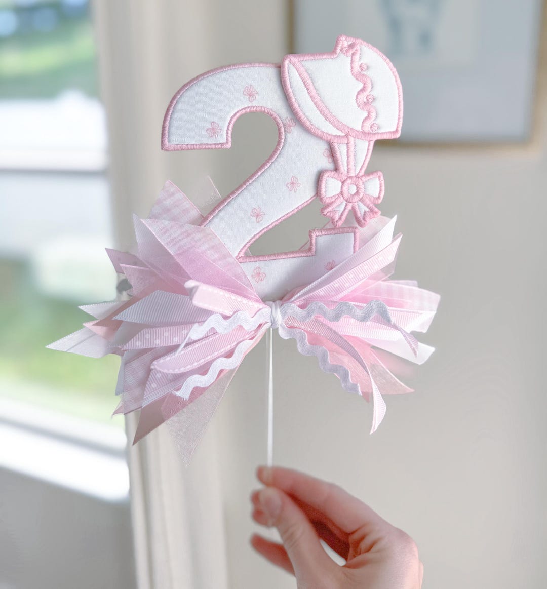 Bonnet and Bows Heirloom Birthday Cake Topper With Ribbon | Embroidery ...