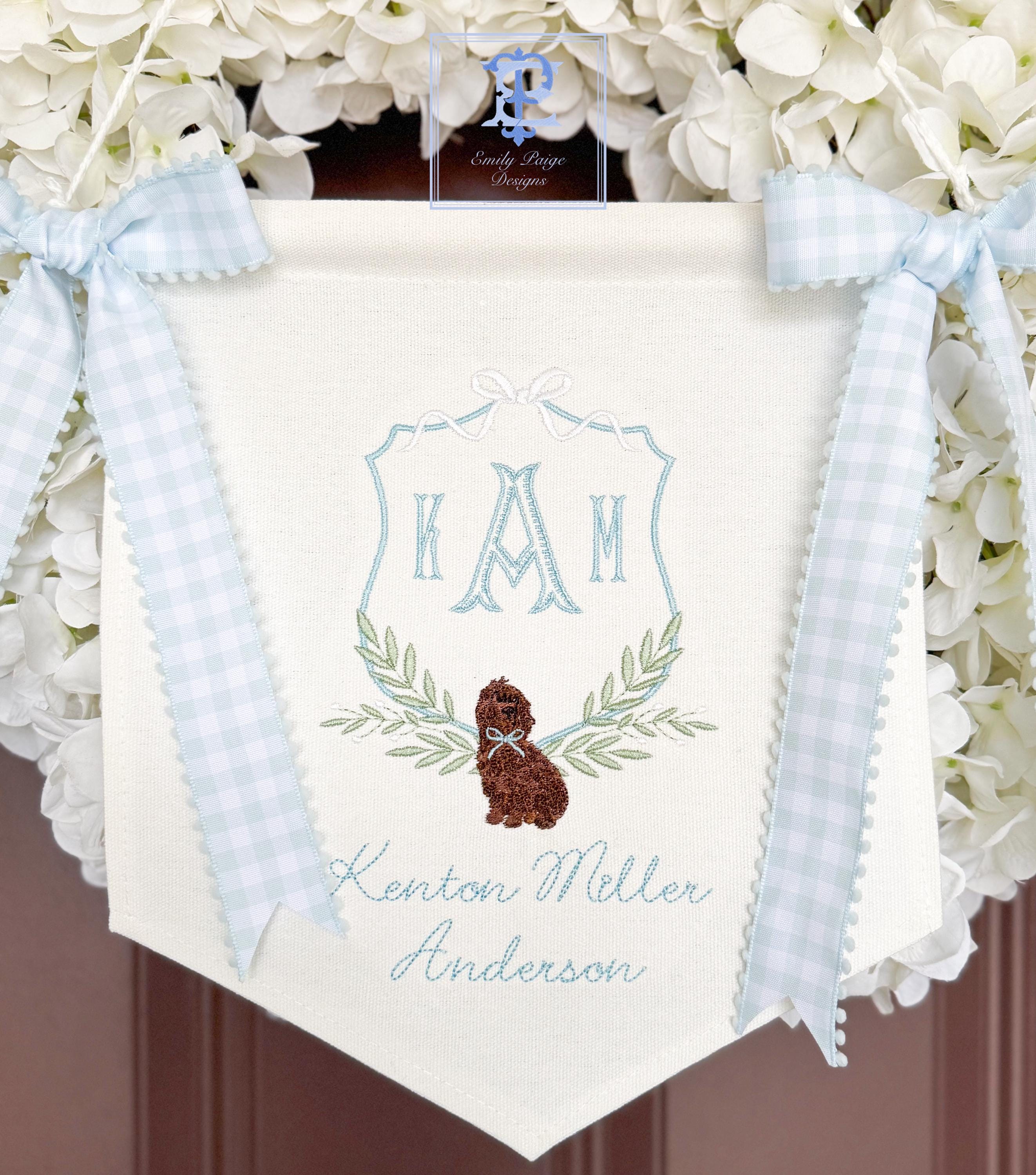 Custom Embroidered Boykin Spaniel Baby Banner | Birth Announcement - Etsy